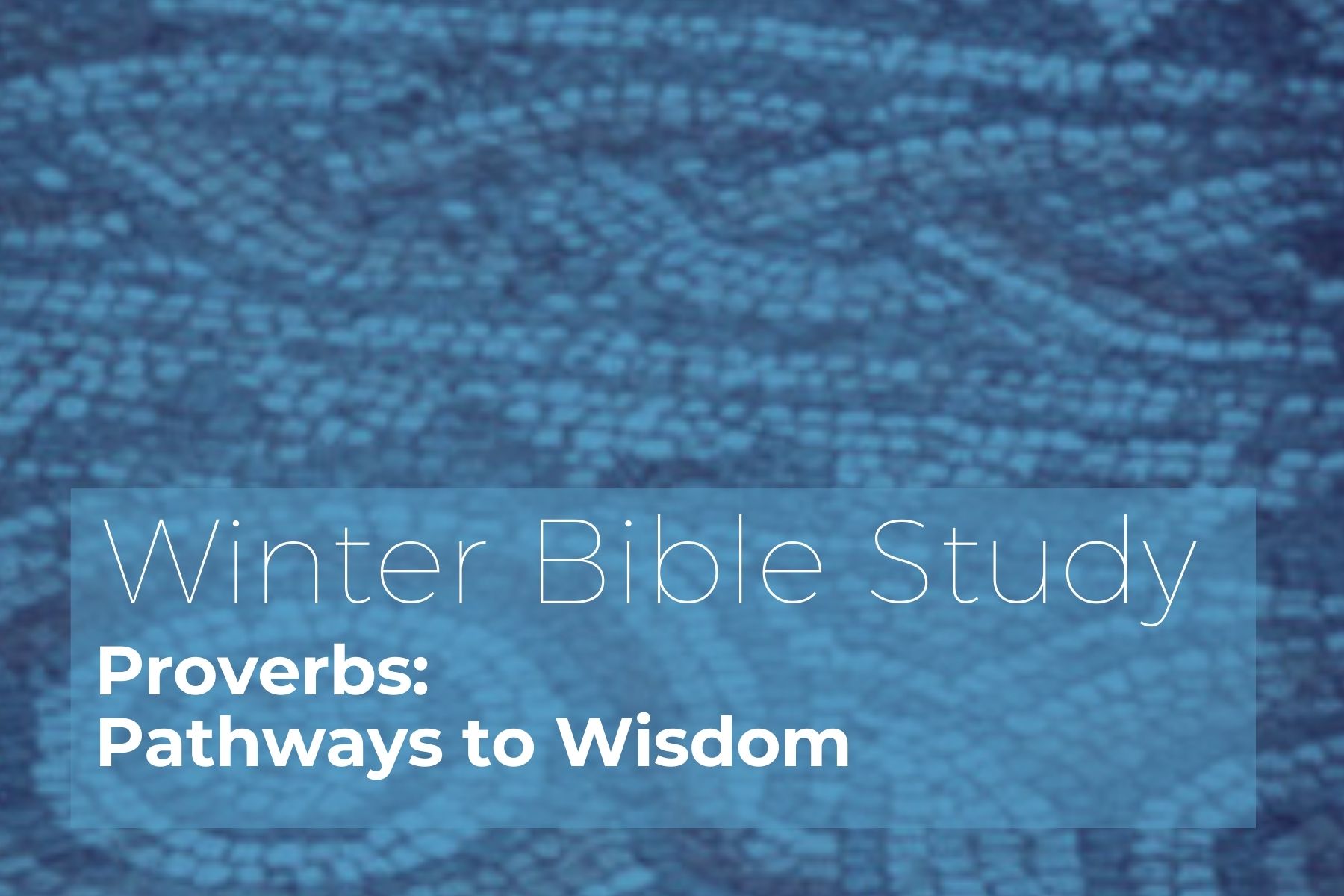 Proverbs: Pathways to Wisdom Bible Study - Centreville United Methodist Church